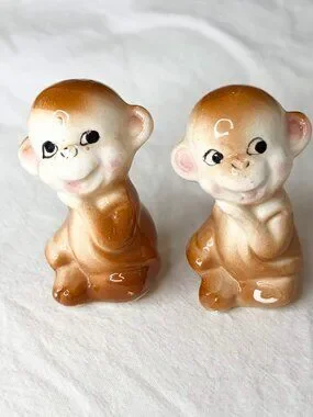 Vintage | Art | Vtg 94s50s Cute Monkey Figurine Japan Mark Brownwhite ...